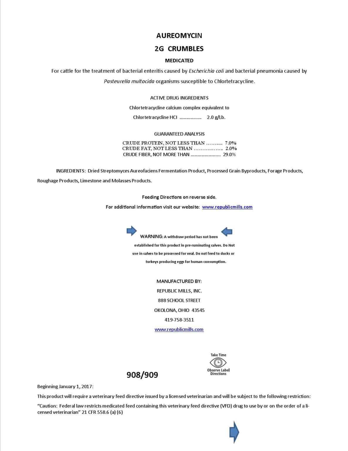 Aureomycin 2 Gram Crumbles - Republic Mills