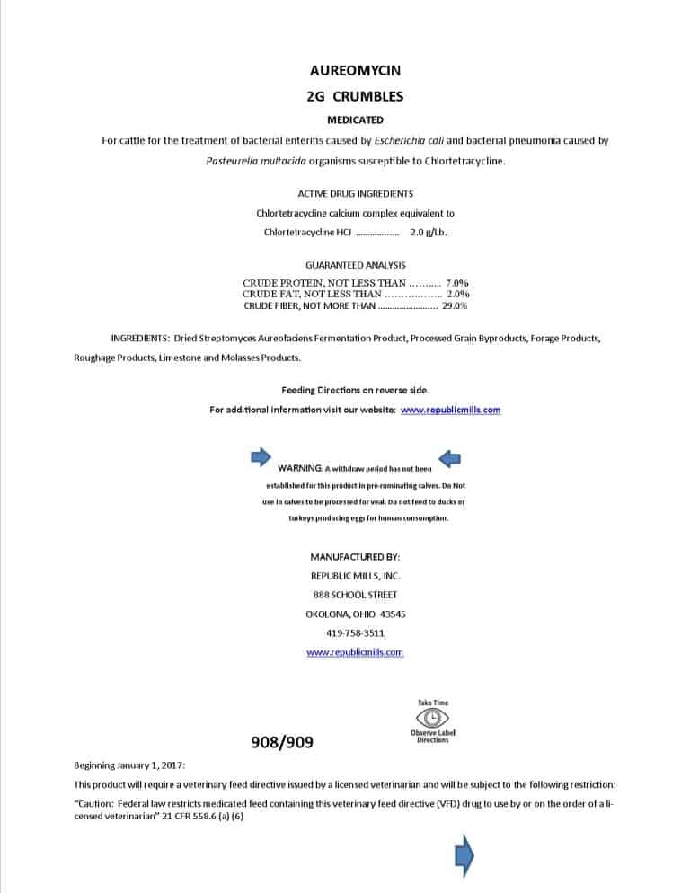 Aureomycin 2 Gram Crumbles - Republic Mills