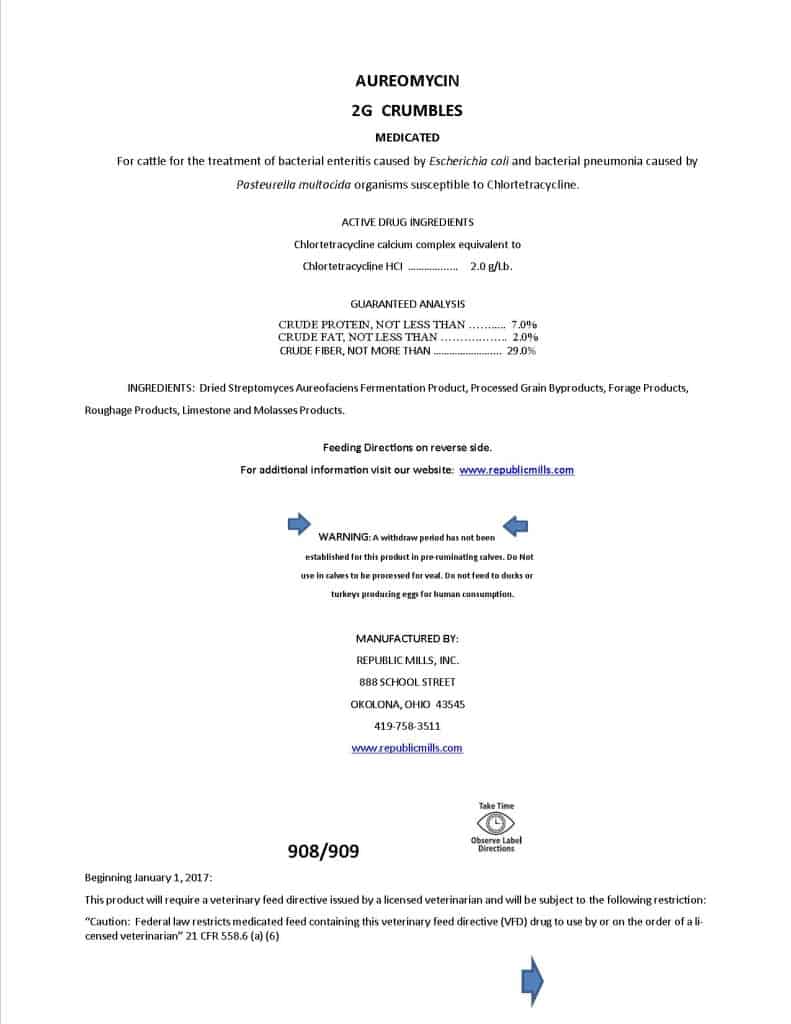 Aureomycin 2 Gram Crumbles - Republic Mills
