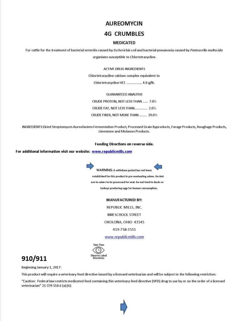 Aureomycin 4 Gram Crumbles - Republic Mills