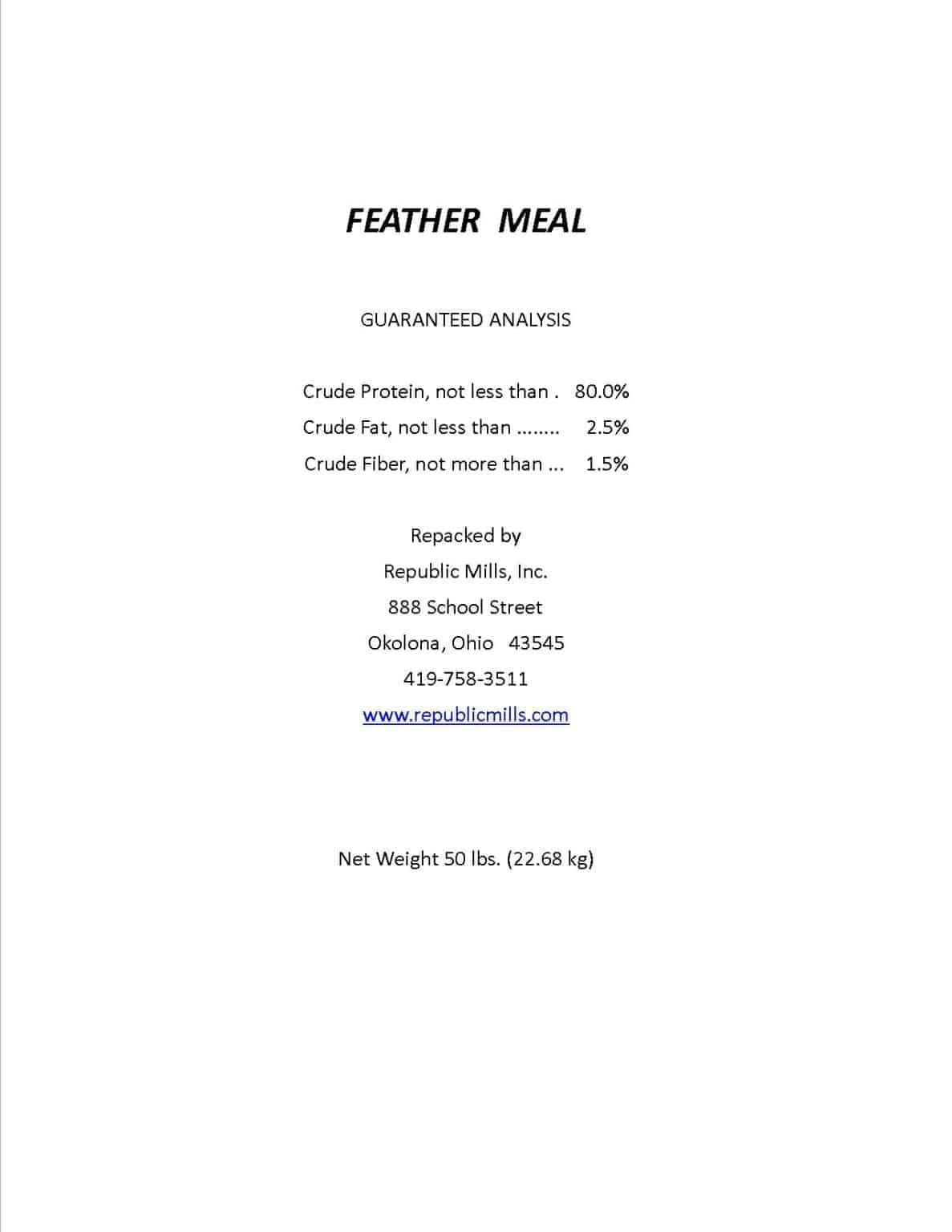 Feather Meal - Republic Mills